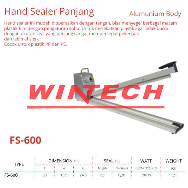 GETRA FS-600H HAND SEALER ATAU MESIN PENYEGEL PLASTIK 60 CM | Lazada ...