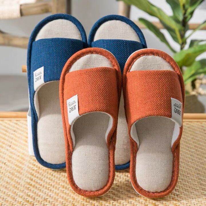 Japanese Cotton linen slippers indoor ccotton slipper unisex non-slip ...