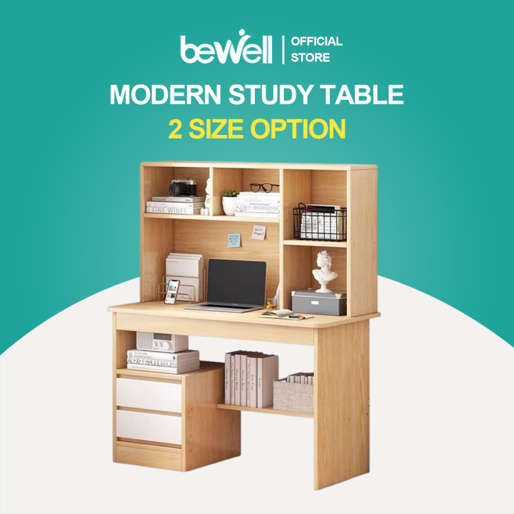 Bewell Modern Minimalist Computer Desk Desktop Home Office Small Bookshelf Writing Combination ...