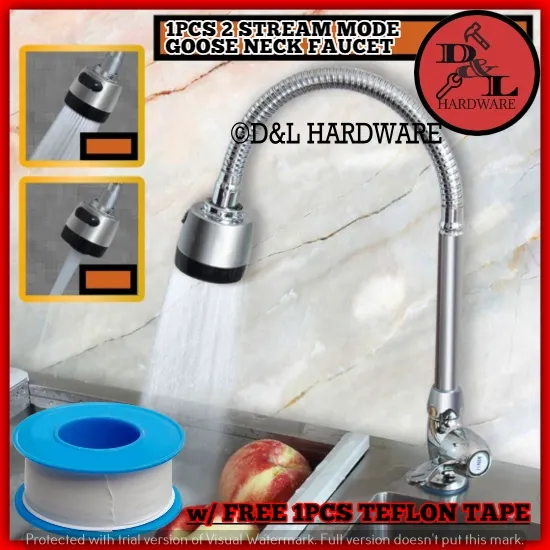 0811+1206 Stainless Steel Kitchen Sink 2 Stream Mode Flexible Goose ...