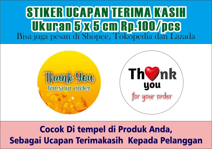 Stiker Ucapan THANK YOU Rp.50/pcs. ukuran 4cm dan 5 cm. Minimal Order ...