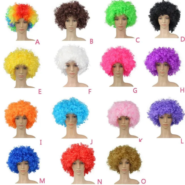 Novelty Afro Hair Wig Clown Curly Afro Circus Fancy Dress Hair Wigs Disco Costume Halloween ...