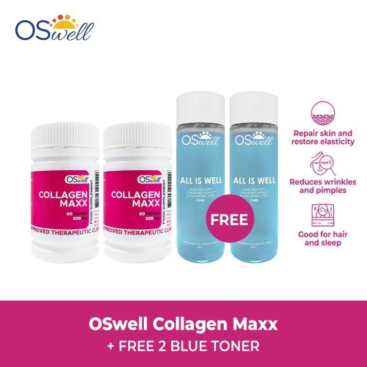 OSwell(2CM 2 BLUE TONER) Collagen Maxx for Anti-Aging 200mg 90 Tablets ...
