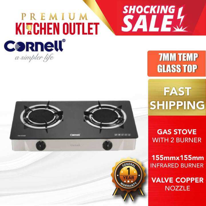 Cornell Infrared Glass Stove with Double Burner | CGS-G155GIR (Infrared ...