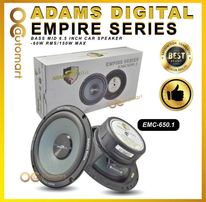 Adams Digital EMC-650.1 Bass Mid 6.5 inch Car Speaker - 60W RMS/150W ...