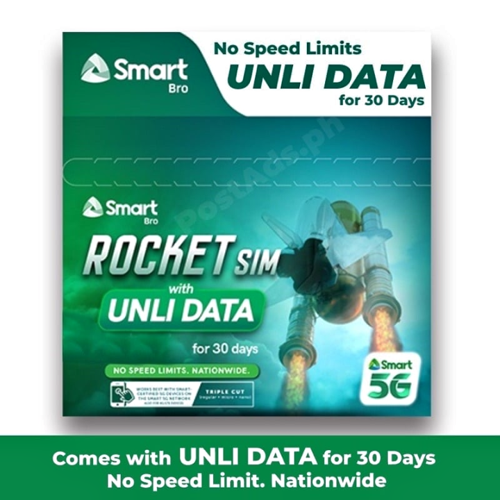 5G READY - SMART ROCKET SIMCARD - FREE SHIPPING / UNLIDATA 30 days ...