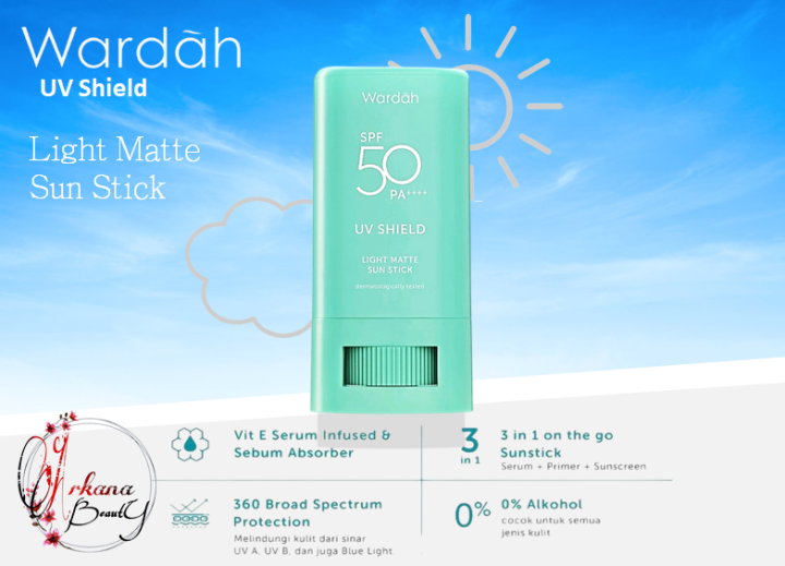 WARDAH UV Shield Light Sun Matte Sun Stick SPF 50 PA++++ / Wardah ...