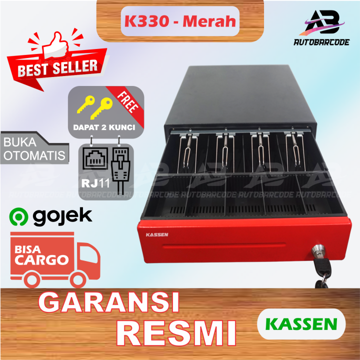 CASH DRAWER KASSEN K330 MERAH LACI UANG KASIR RJ11 MESIN KASIR | Lazada Indonesia