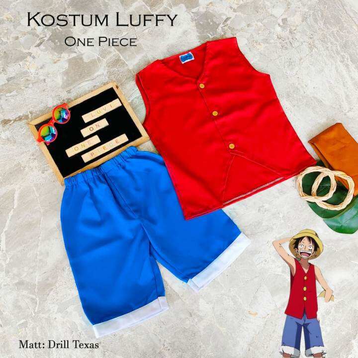 Kostum Luffy One Piece Free Topi Baju Cosplay Kartun Anime Jepang ...