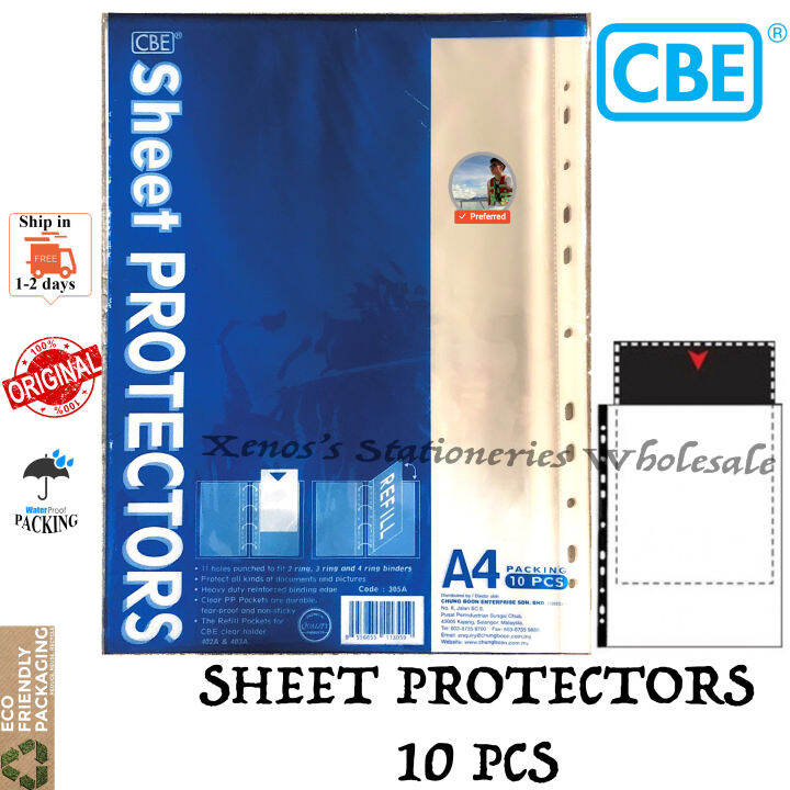 CBE SHEET PROTECTOR A4 10'S/PACK / CBE A4 11 HOLES SHEET PROTECTOR 305A ...
