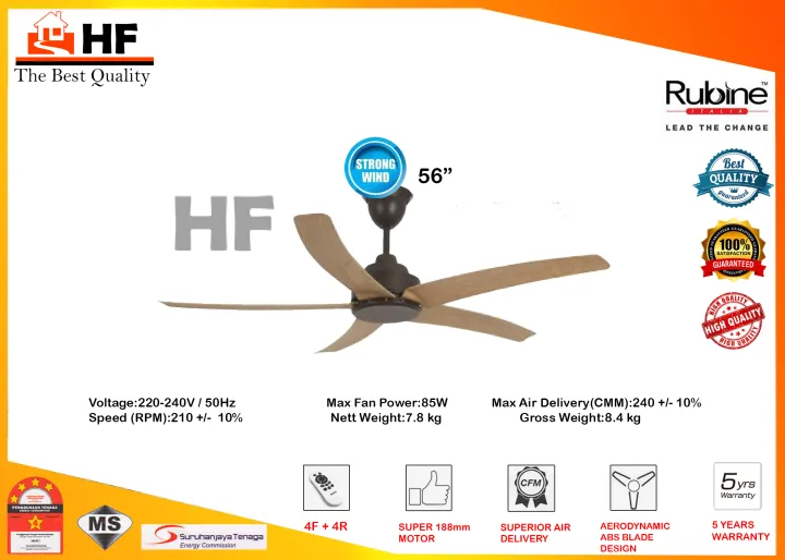 Rubine Fan RCF Vento 5B BN Kipas Siling Ready Stock!!! | Lazada