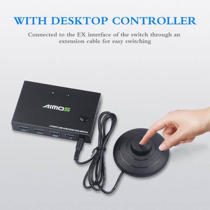 LR3-KVM201CC 4K USB HDMI KVM Switch Box 2 Ports Video Display USB ...