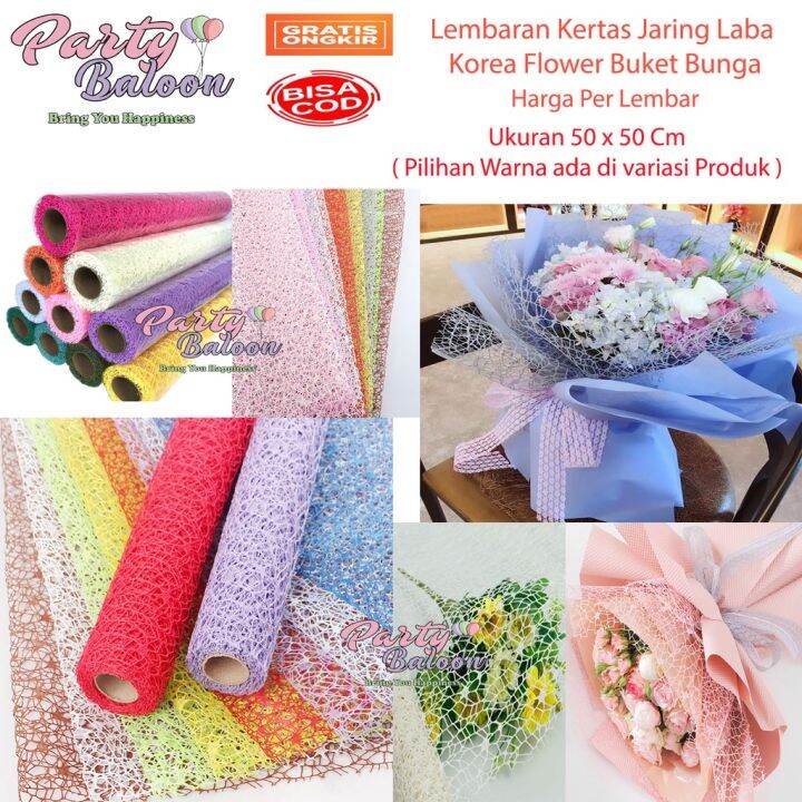 Lembaran Jaring Besar Laba Korea Kertas Buket 50 x 50 Cm Polinet Poly ...