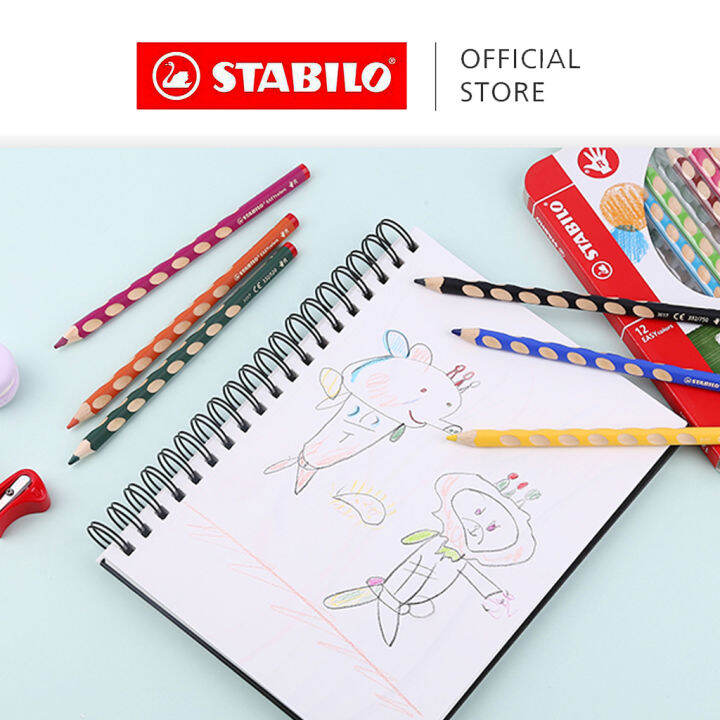 STABILO EASYcolors Ergonomic Coloured Pencils (Box of 12) Triangular ...