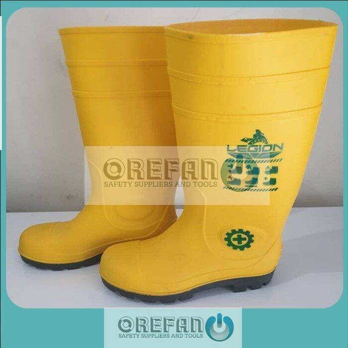 Sepatu Safety boots Karet Rubber PVC Ujung Besi Kuning Proyek legion ...