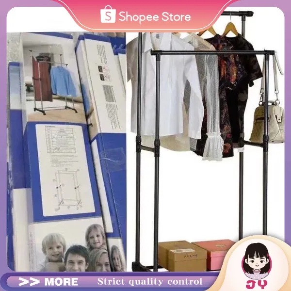 ♂☆JY☆Double Single Pole Clothes Rack Drying rack Clothes♖ | Lazada PH