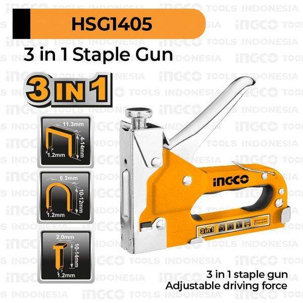Staple Gun INGCO HSG1405 PRO 3in1 Staples Gun Tacker 3 Way Stapler Gun Hand Teker Alat Tembak ...