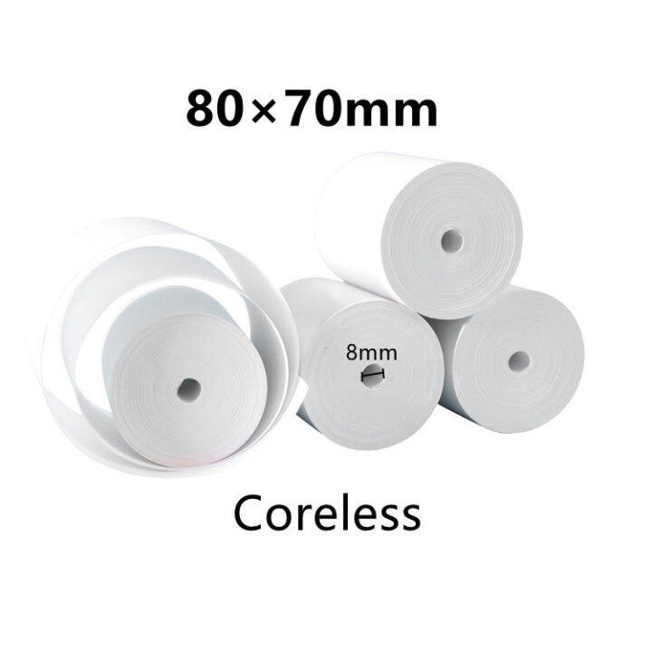 80mm x 70mm 80x70 Coreless Thermal Paper Roll Credit Card Cash Receipt ...