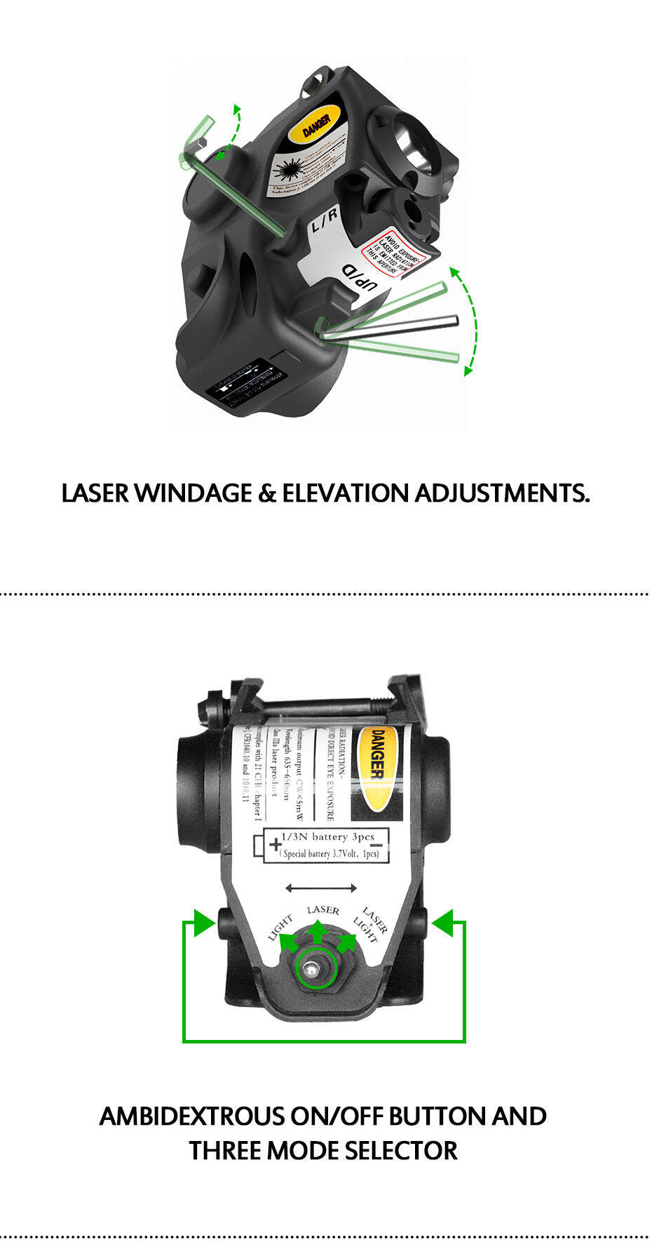 Tactical Compact LED Light with Green Red Sight Combo for Taurus g2c ...