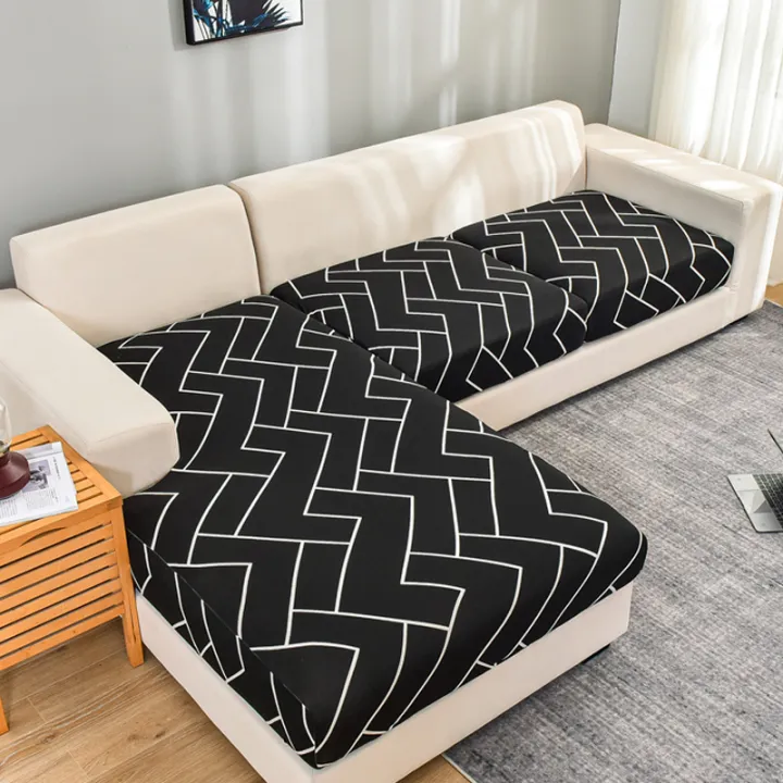 Elastic Sofa Cushion Seat Cover Geometric 1234 Seater L-shaped Corner ...