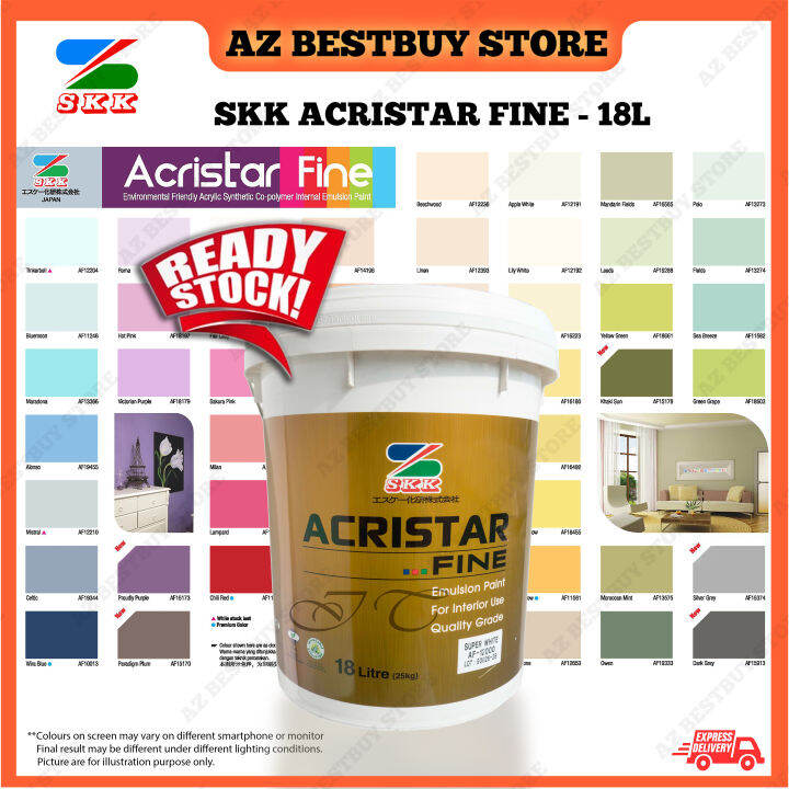 SKK Acristar Fine 18L Emulsion Paint for Interior Wall and Ceiling Cat ...