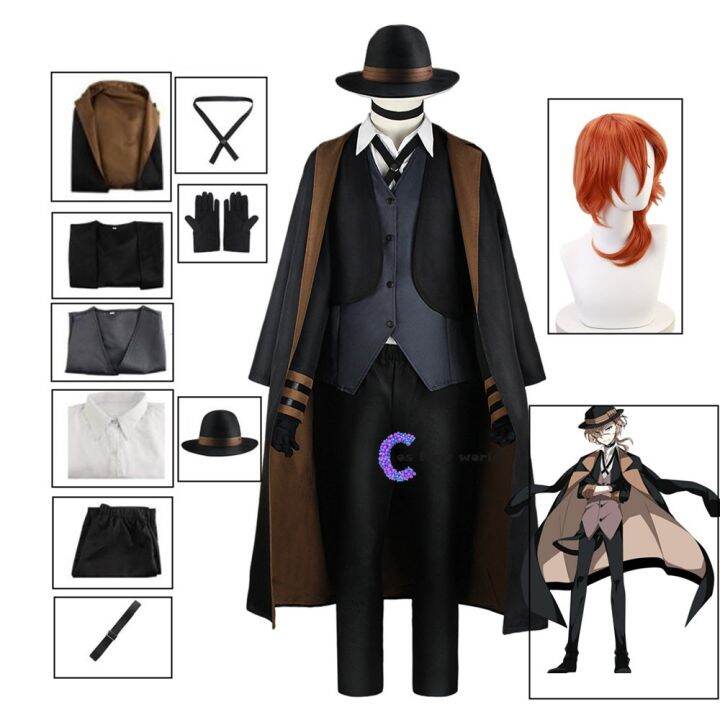 【Ready Stock😎】 Bungo Stray Dogs Nakahara Chuuya Cosplay Costume Wig Hat ...
