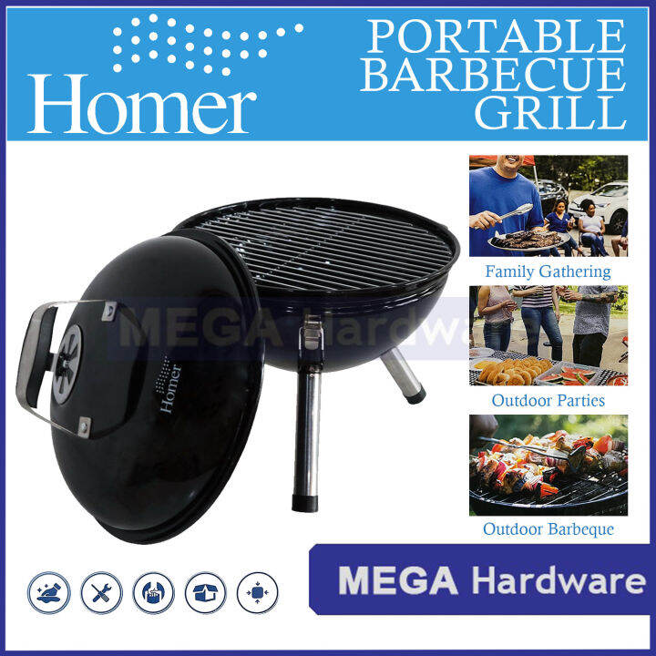 HOMER Portable Indoor/Outdoor Barbeque Grill (Charcoal or Smoking Wood ...