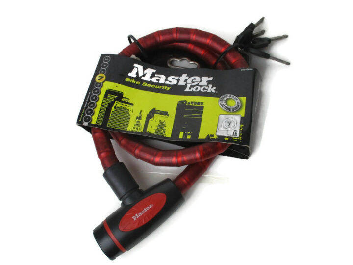 Master lock STEEL Cable Level 7 #8228 color RED, BLACK and BLUE Made in ...