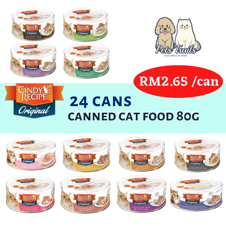 [24 cans] Cindy Recipe Original Tuna White Meat Chicken Can Food 80g ...