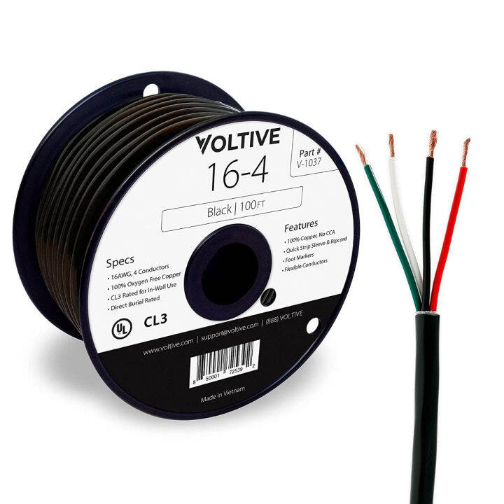 Voltive 16/4 Speaker Wire - 16 AWG/Gauge 4 Conductor - UL Listed in ...