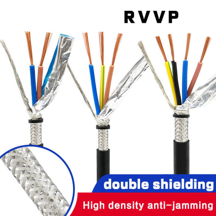 Pure copper RVVP shielded cable 2 3 4 core 0.2 0.5 0.75 1.5 square control signal line 22 20 18 ...