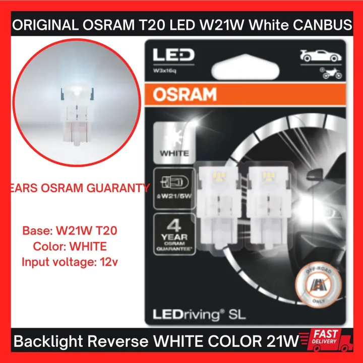 ORIGINAL OSRAM T20 LED W21W White CANBUS for Backlight Reverse WHITE COLOR 21W | Lazada PH