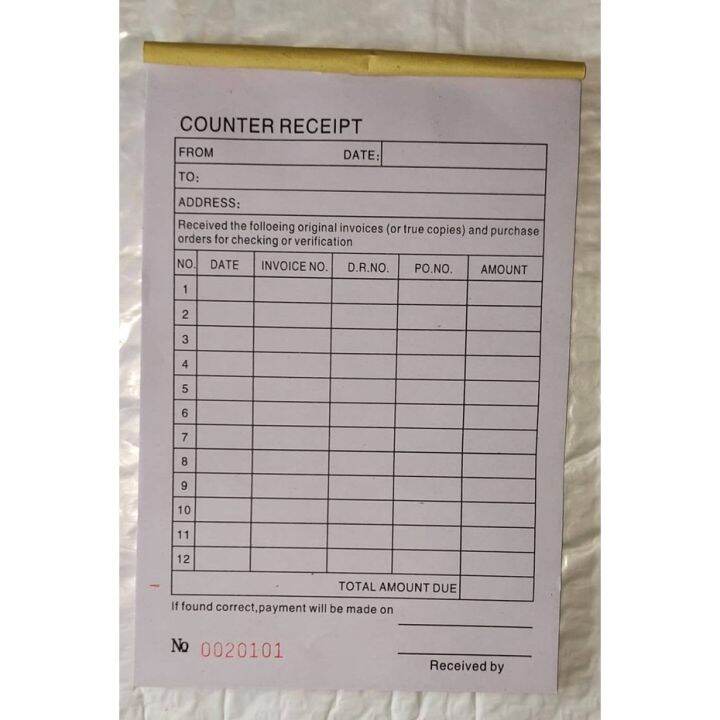 Counter Receipt carbonized 2 PLY or 3 PLY portrait (7x5inches) | Lazada PH