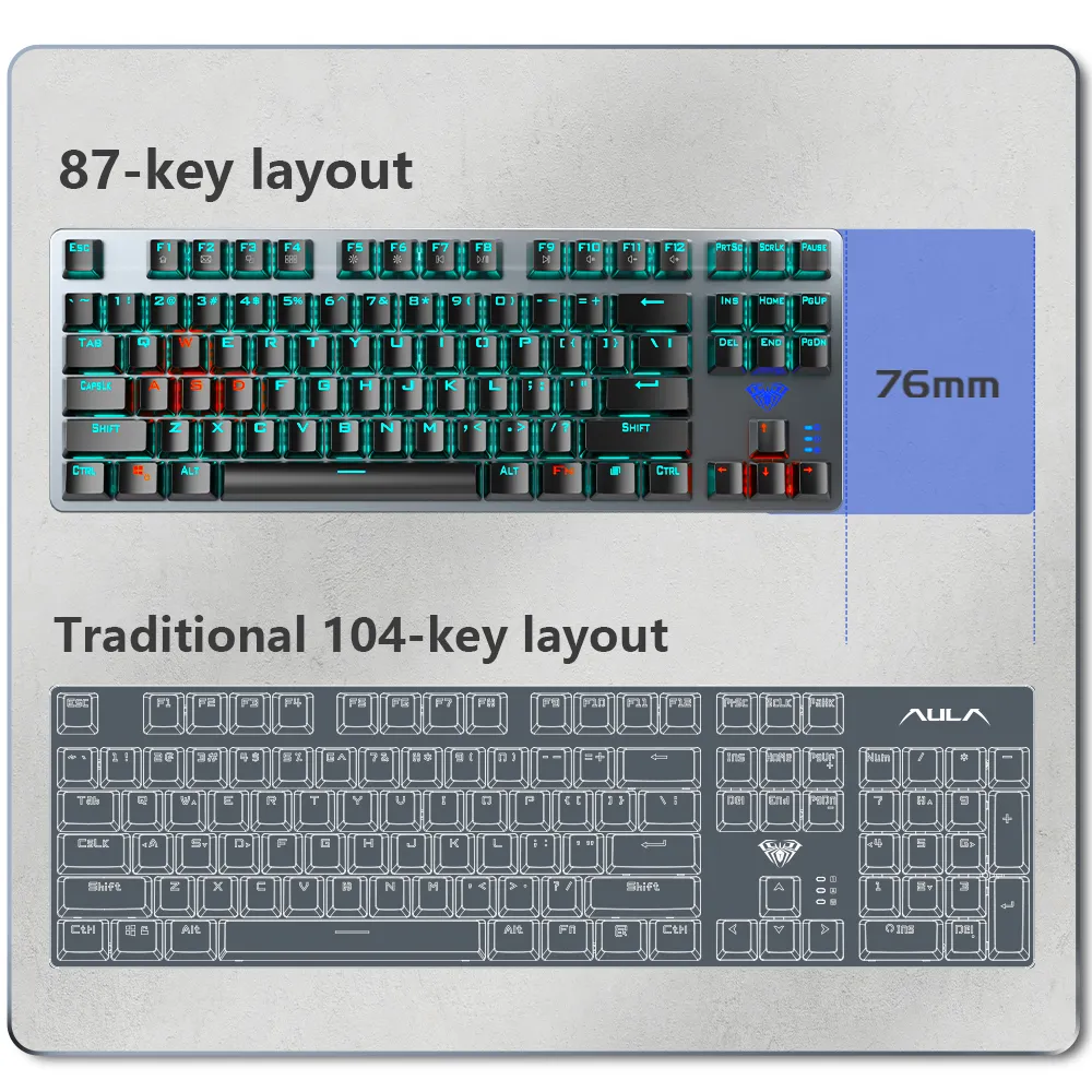 AULA F3287คีย์บอร์ดบลูทูธ + แบบมีสายแบบสองโหมด87-คีย์คีย์บอร์ดสำหรับ ...