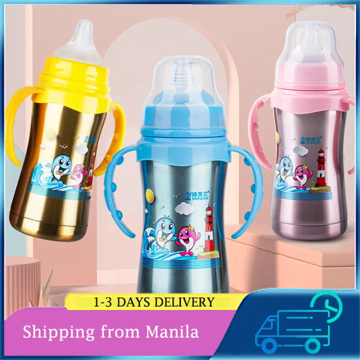 Baby 240ml large-caliber anti-flatulence anti-fall baby 304 stainless ...