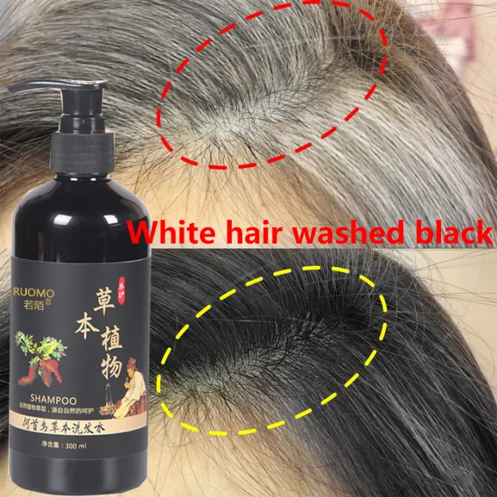 Herbal Natural Polygonum Multiflorum Shampoo Effective White Hair Turns to Black Hair Shampoo ...