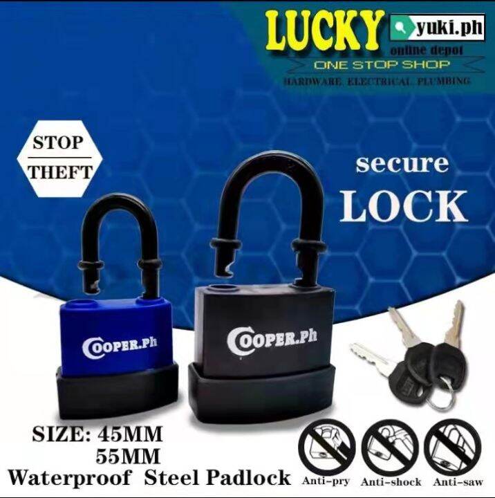 COOPER.PH WATERPROOF STEEL BODY PADLOCK SHORT / LONG 45mm CP-FS-45 ...