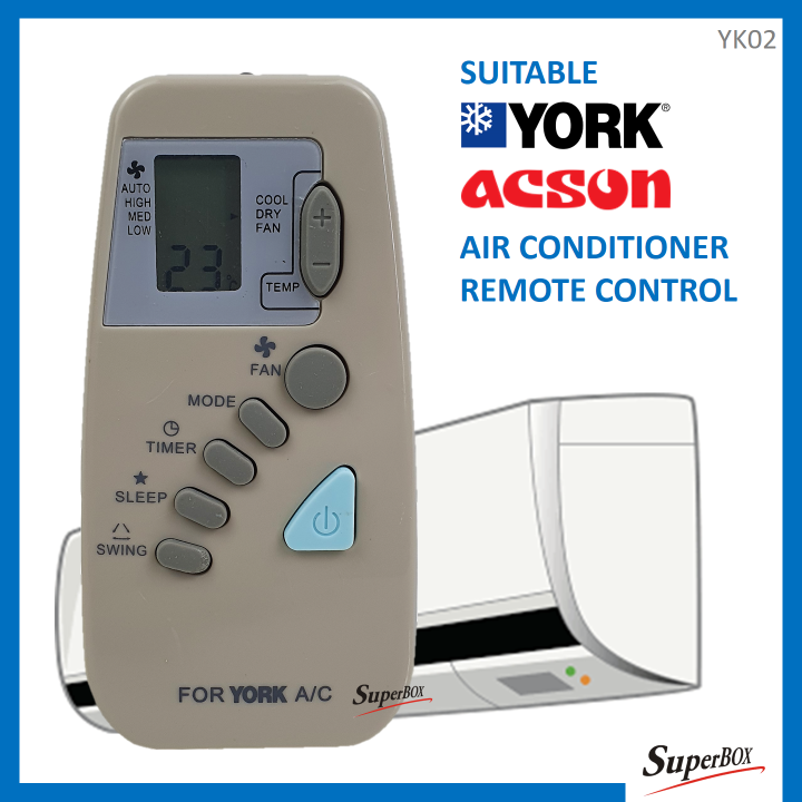 York / Acson Replacement For York Acson Air Cond Aircond Air Conditioner Remote Control YK-02 ...