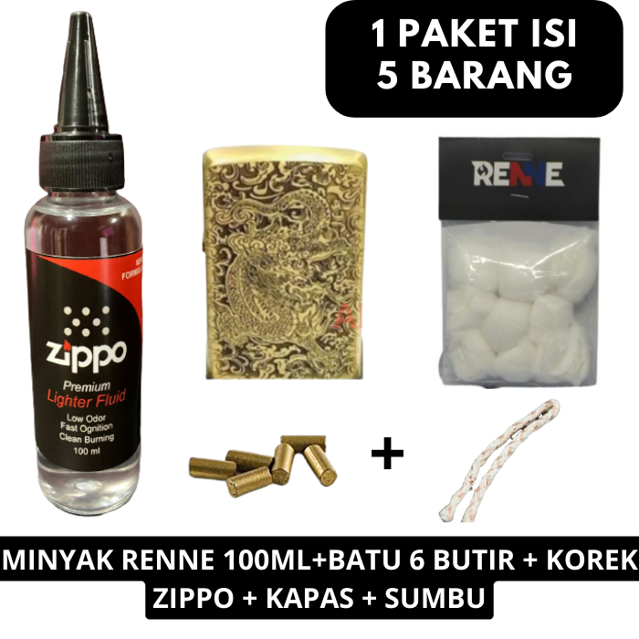 KOREK API ZIPPO PAKET KOMPLIT ISI 5 BARANG - ZIPPO CLASSIC DENTING 1X ...