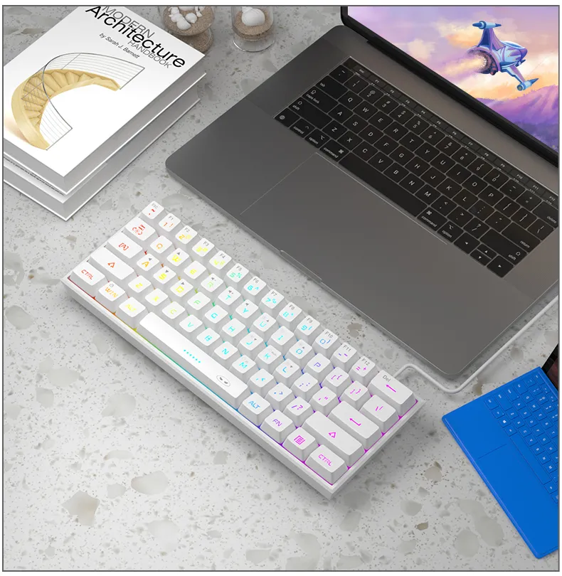 MageGee Mini 60% Keyboard Mechanical Feel 61 Key Wired/Wireless Ultra ...