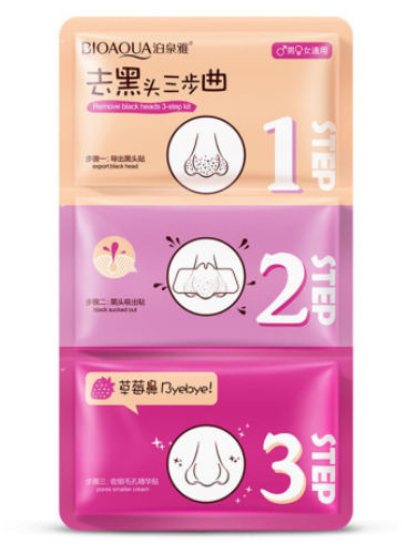Loona Bioaqua 3 Steps Nose Blackhead Acne Remover Mask Clean Blackheads