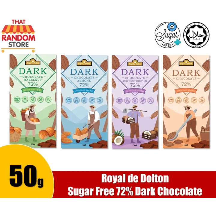 Royal de Dolton Sugar Free Dark Chocolate 72% Cacao (50g) | Lazada
