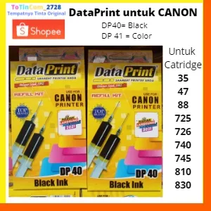 Tinta Suntik Data Print Refill Kit DP 40 Black & DP 41 color untuk Canon MP287 IP2770 E400 E410 ...