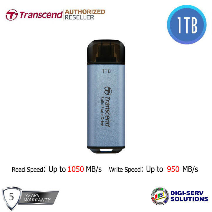 Transcend ESD300C 1TB Type-C Portable SSD (TS1TESD300C), USB 10Gbps, 3D ...