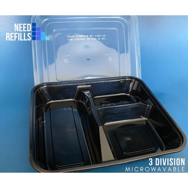 RE 3D/3 DIVISION/ BENTO BOX Microwavable Container with cover | Lazada PH
