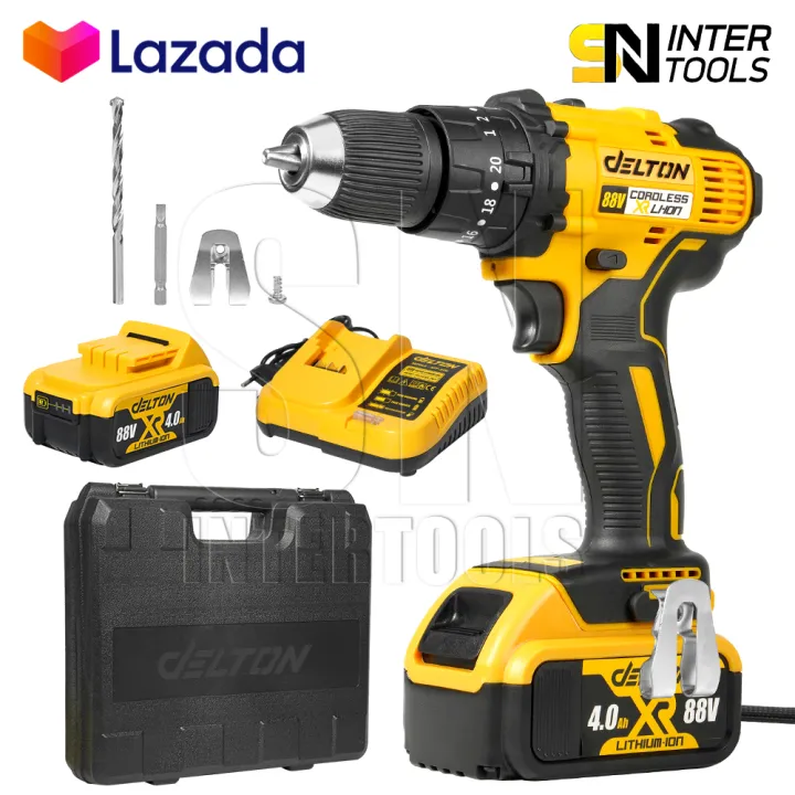 DELTON สว่านไร้สาย สว่าน สว่านกระแทก 3 ระบบ 88V **เจาะกระแทกได้** รุ่นใหม่! แบตเตอรี่ ลิเธียม ...
