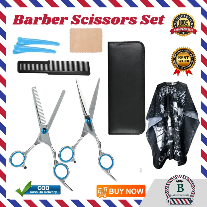 [BNS] Barber Scissors Set with Cape | Scissors Heavy Duty | Barbers Scissors | Haircut Scissors ...