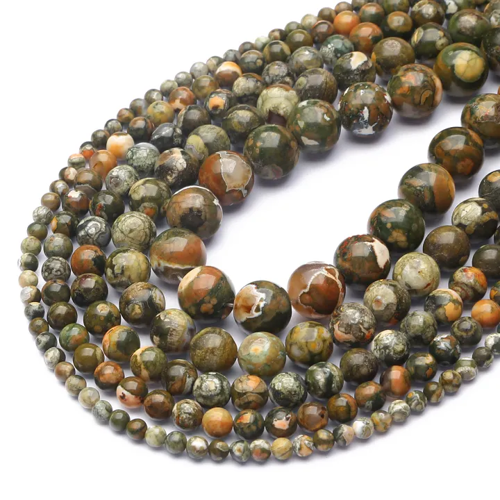 4/6/8/10/12มม. สัมผัสธรรมชาติ Fasper หินหลวมลูกปัดทรงกลมสำหรับสร้อย ...