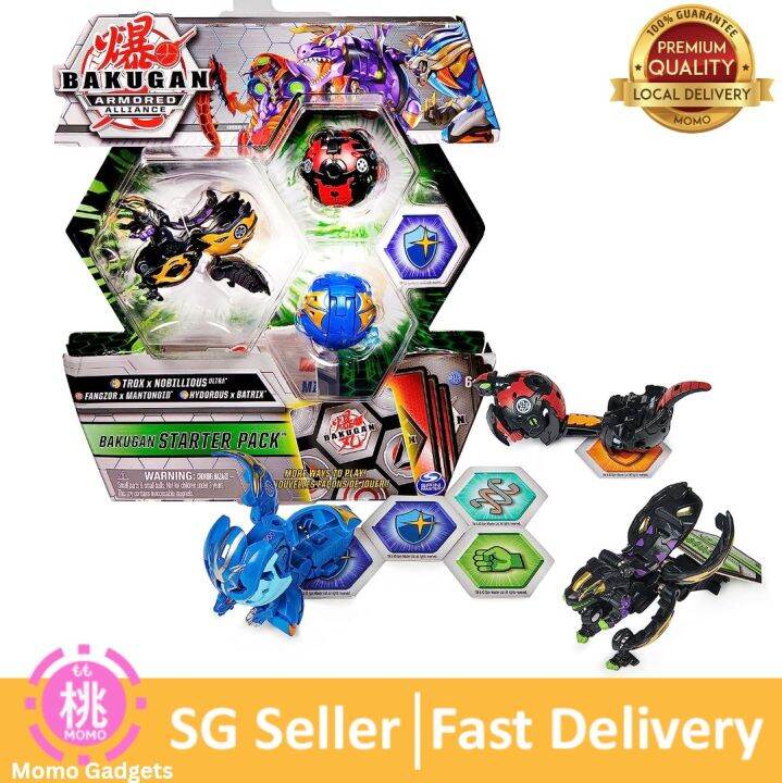 Bakugan Starter Pack 3-Pack, Fused Trox x Nobilious Ultra, Armored Alliance Collectible Action ...