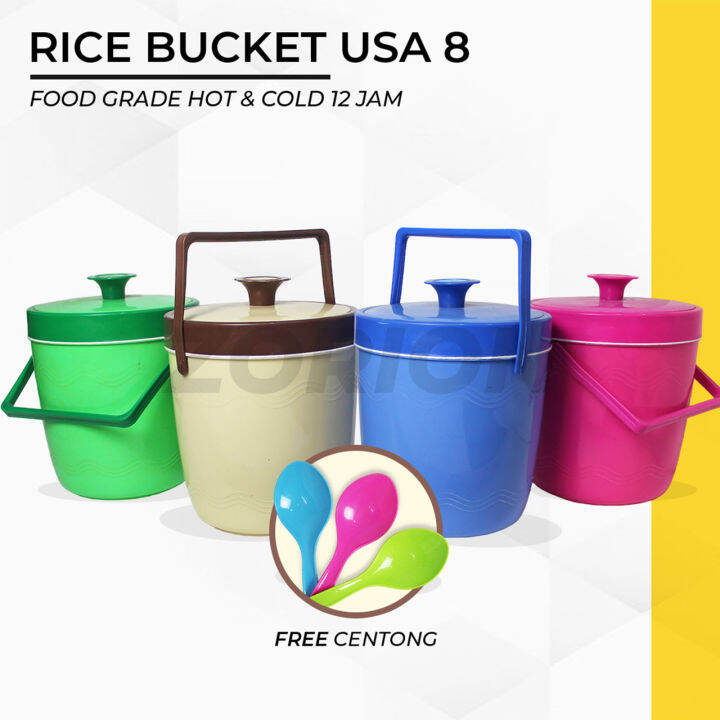 RICE BUCKET UK.8 DELUXE FOOD GRADE - TEMPAT NASI / TEMPAT ES (FREE ...